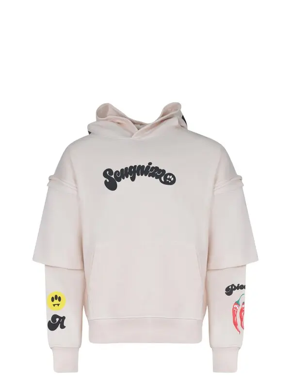 BARROW Graphic Hooded Sweatshirt - White