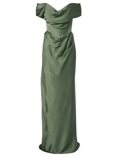 VIVIENNE WESTWOOD Nova Cocotte Draped Satin Bustier Gown - Green