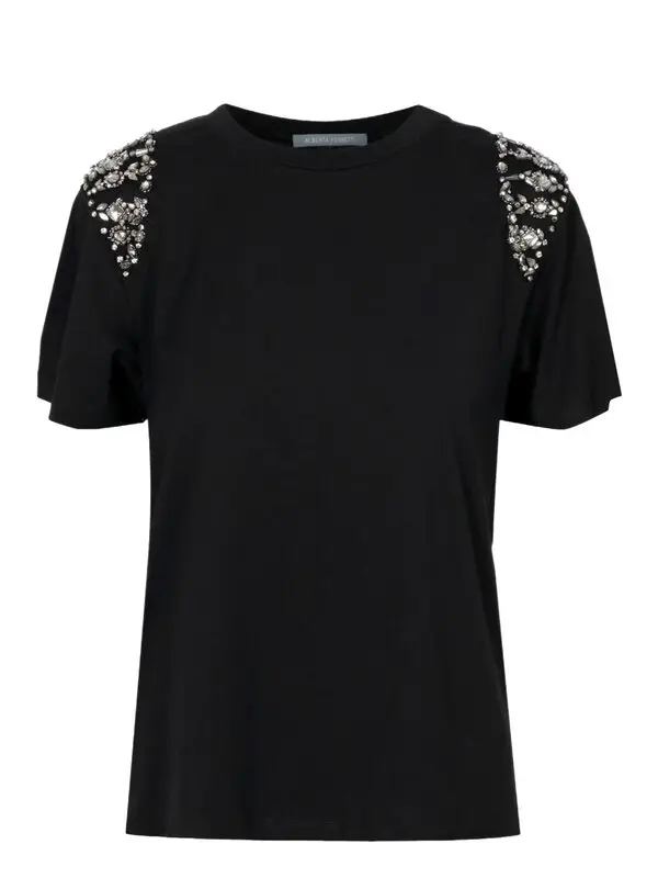 Alberta Ferretti Embellished Shoulder T-shirt - Black