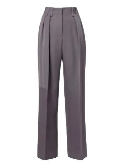 JIL SANDER Pleated Wool Wide-leg Pants - Black