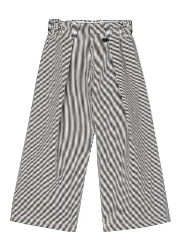Monnalisa Striped Wide-leg Trousers - Gray