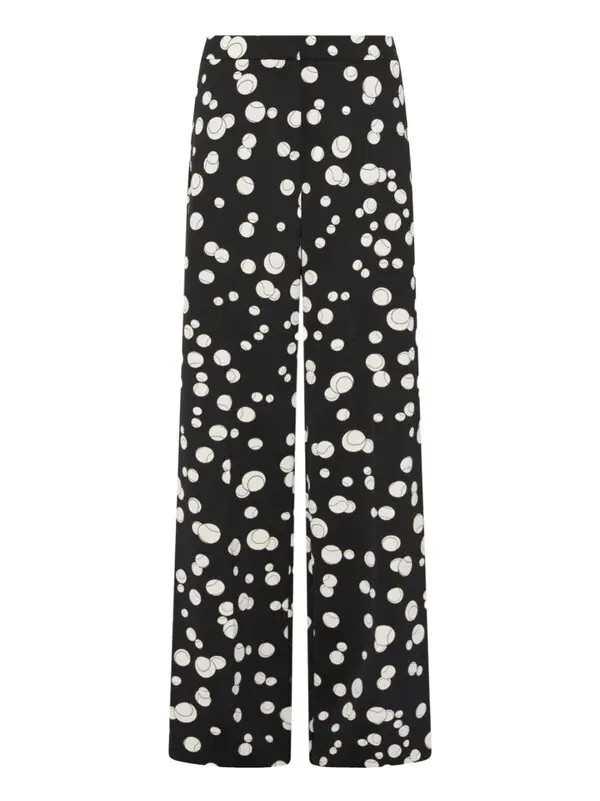 Marella Printed Satin Trousers - Black