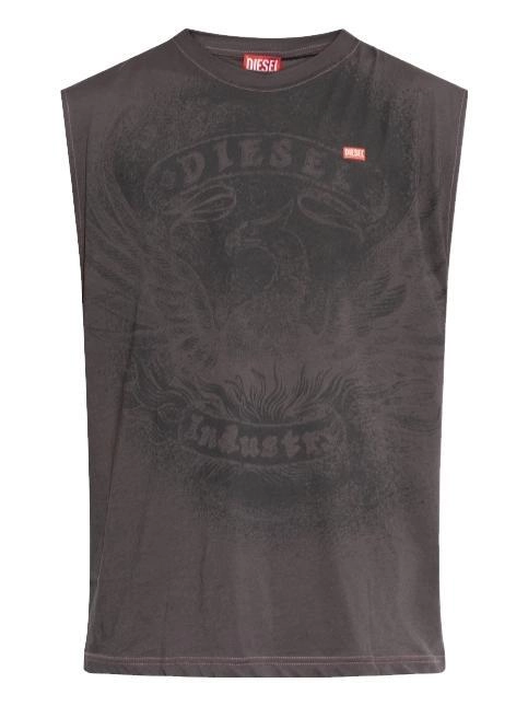 DIESEL® Sleeveless Crew Neck Vest With Eagle Motif - Grey