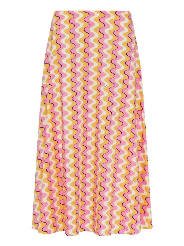 Marella Flared Midi Skirt With All-over Print - Pink