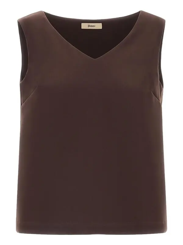 Herno V-neck Sleeveless Vest With Metal Logo Detail - Black