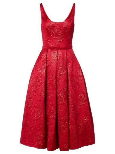 SAFIYAA LONDON Asher Floral Jacquard Midi Dress - Red
