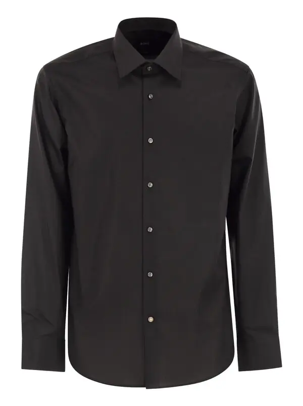 Hugo Boss Long-sleeved Curved Hem Shirt - Black