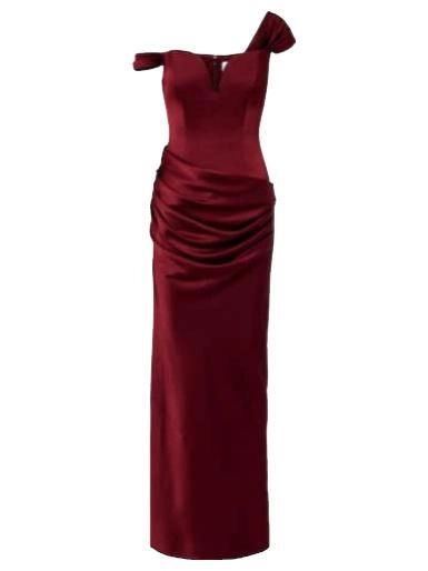 Alex Perry One-shoulder Draped Bustier Gown - Red