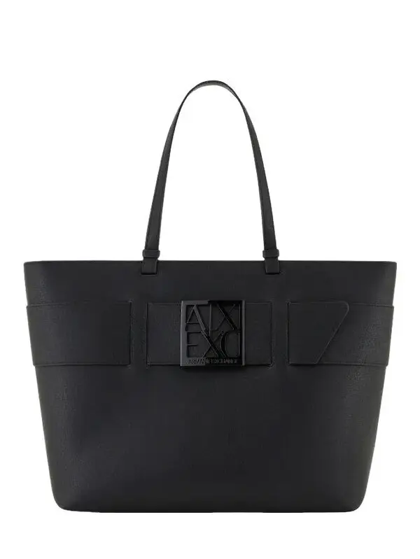 Armani Exchange Logo Plaque Tote Bag - Black
