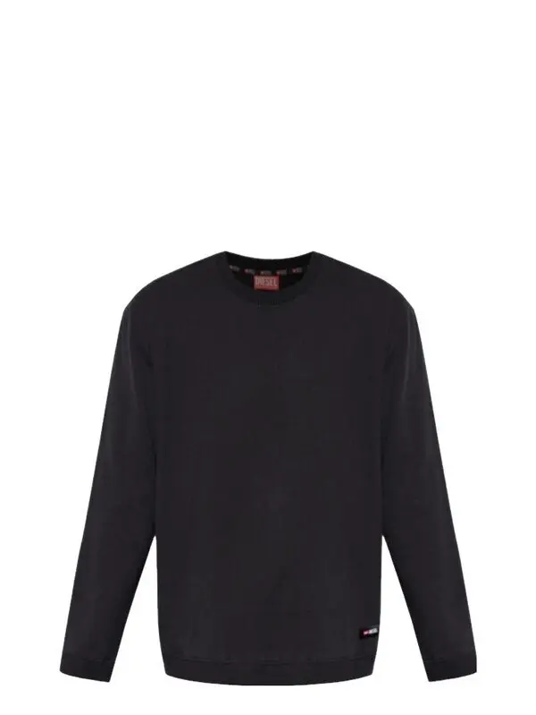 DIESEL® Long-sleeved Crewneck Sweatshirt With Ribbed Trim - Black