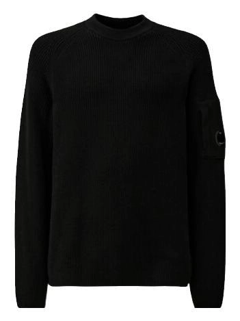 C.P. COMPANY Round Neck Lens Detail Knit Sweater - Total Eclipse - Blue