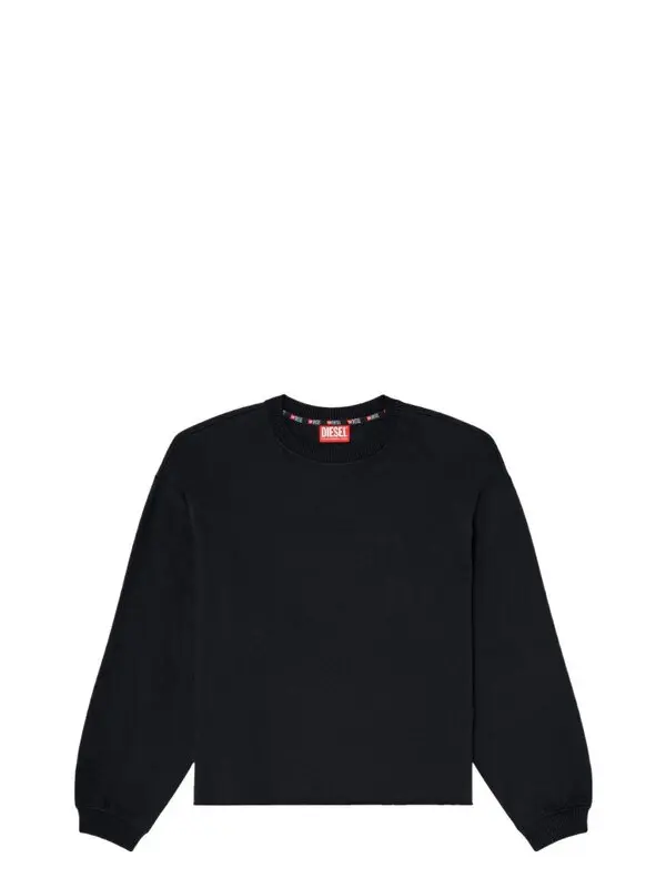 DIESEL® Peached Raw-hem Cotton Sweatshirt - Black