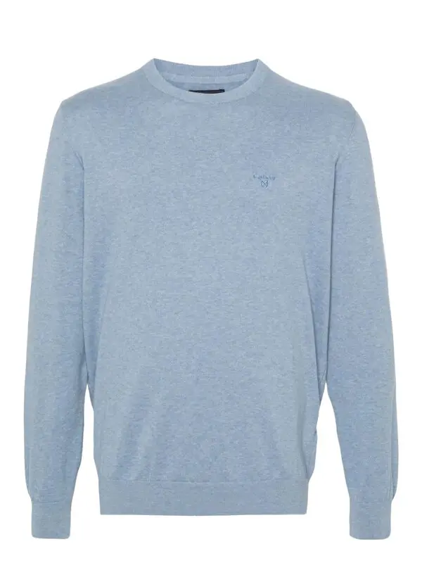 Barbour Pima Crewneck Jumper With Logo Embroidery - Blue