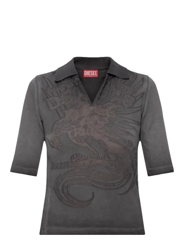 DIESEL® T-bea Polo Shirt With Graphic Print - Grey