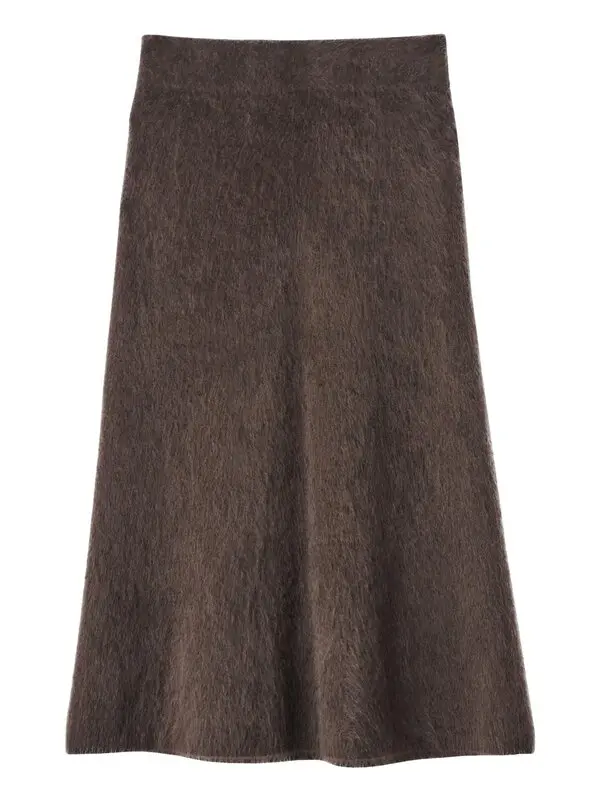 LISA YANG A-line Midi Skirt With Printed Logo - Brown