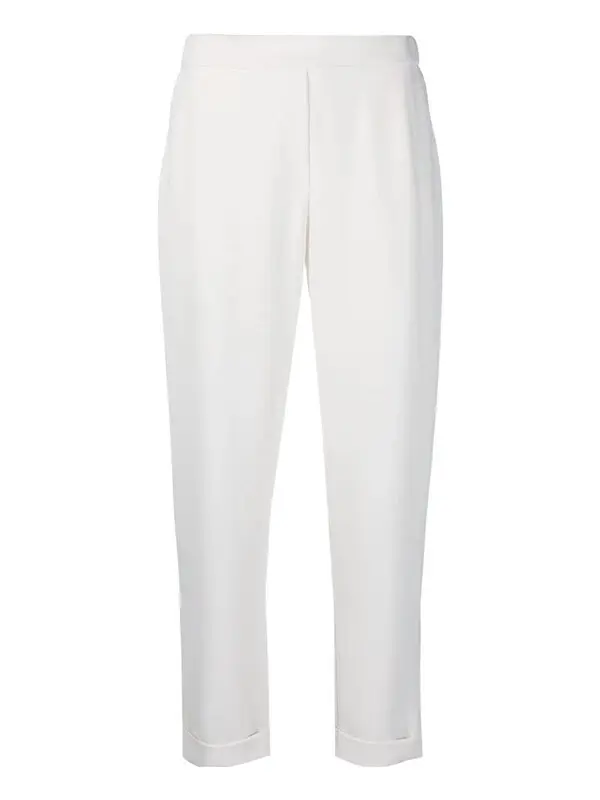 P.a.r.o.s.h High-waist Crêpe Trousers With Elasticated Waistband And Cuffed Ankles - Cream