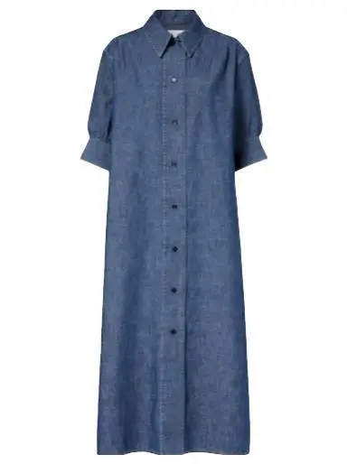 JIL SANDER Cotton Chambray Shirt Dress - Blue