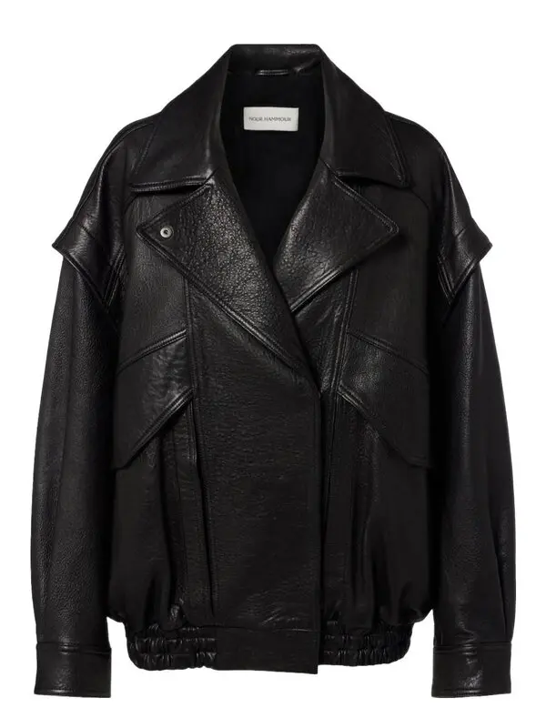 Nour Hammour Micah Leather Coat - Black