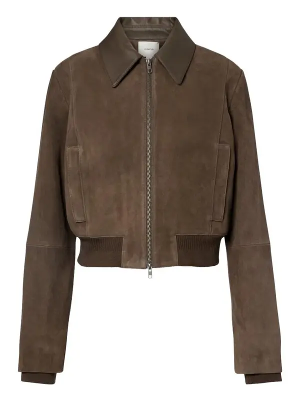 Vince Suede Blouson Jacket - Brown