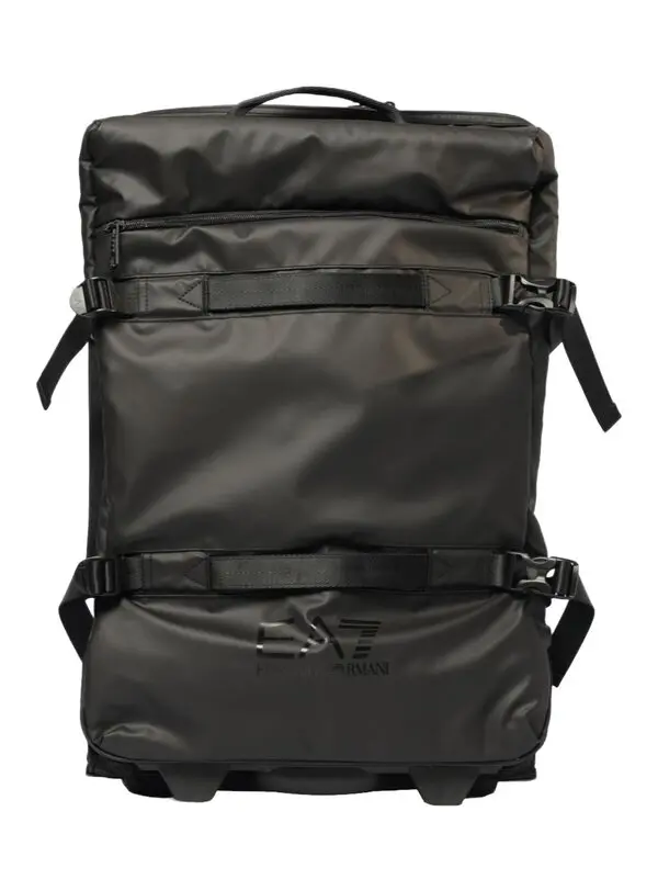 EA7 Logo Detail Buckle Strap Luggage - Black