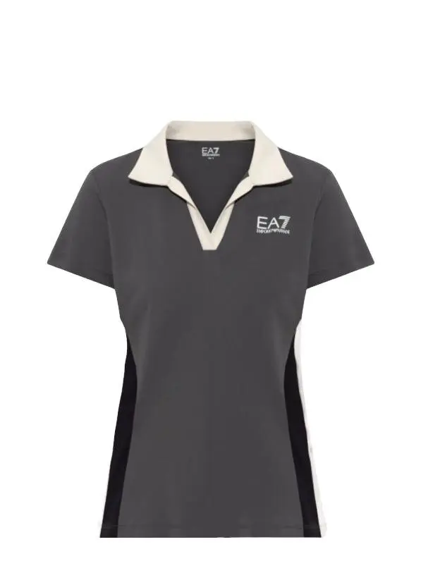EA7 Contrast Trim Polo Top - Black