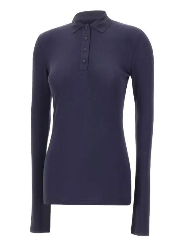 ENTIRE STUDIOS Long Sleeve Knit Polo Top - Black
