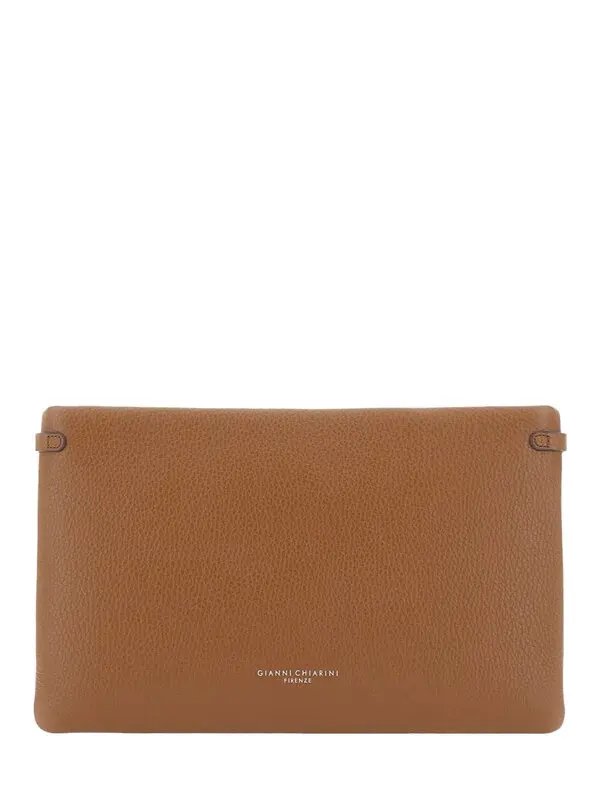 GIANNI CHIARINI Hermy Grained Leather Clutch Bag - Brown