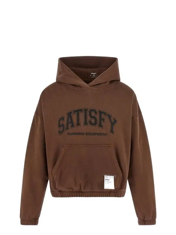 Satisfy Long-sleeved Hoodie With Kangaroo Pocket - Brown