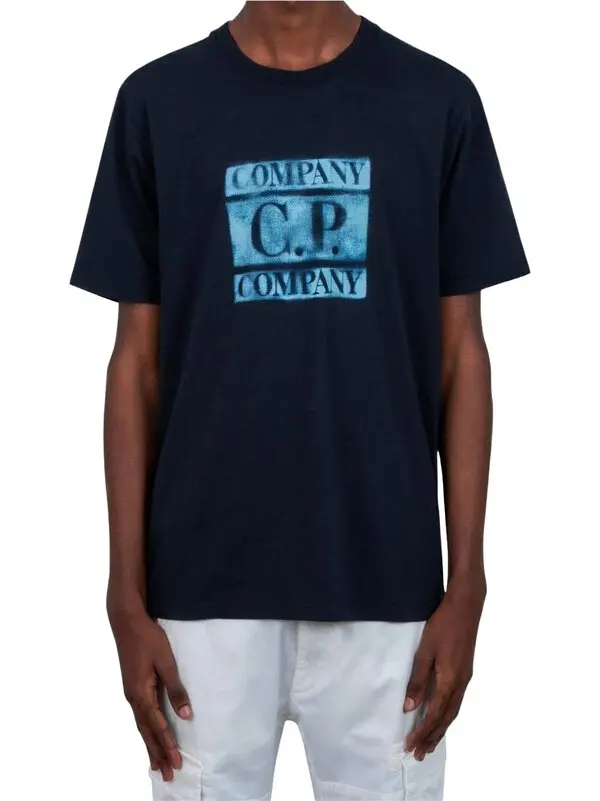 C.P. COMPANY T-shirt Logo Central À Manches Courtes - Black