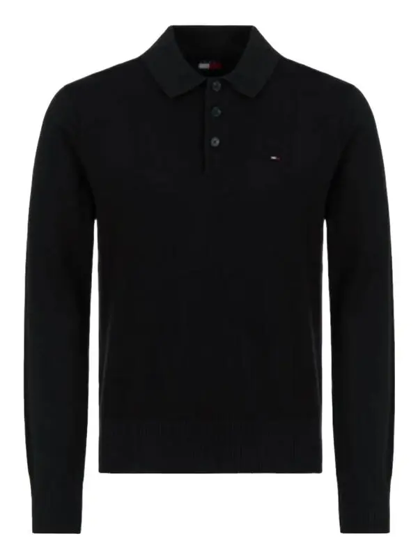 Tommy Hilfiger Long-sleeved Polo Shirt - Black