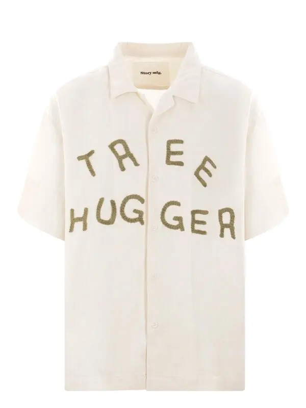 STORY MFG. Greetings Appliqué-lettering Shirt - White