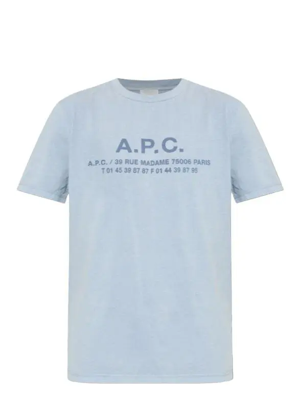 A.p.c. Logo Printed T-shirt - Blue