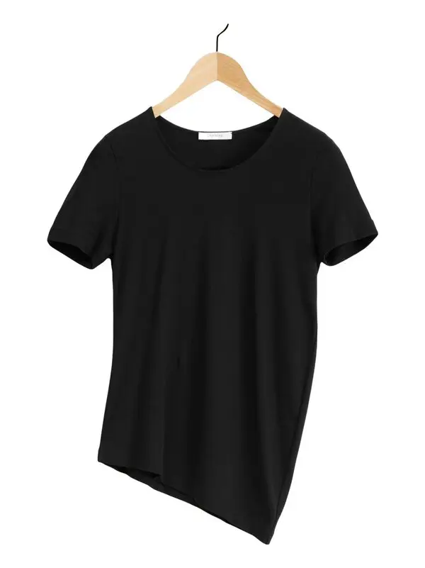 LEMAIRE Cotton T-shirt With Asymmetrical Hem - Black