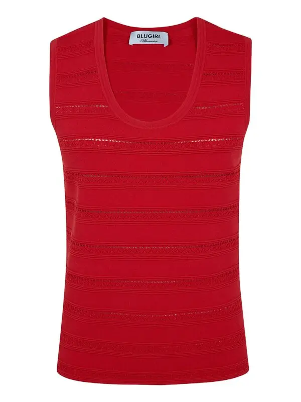 BLUGIRL Pointelle-knit Sleeveless Top - Red