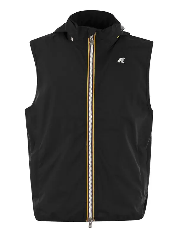 K-WAY Hooded Zip-up Vest - Black