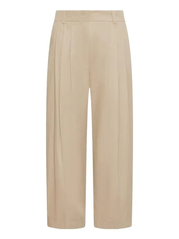 Marella Cropped Cotton Gabardine Trousers - Sand