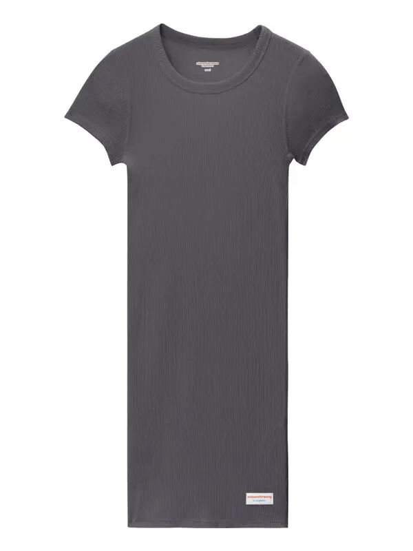 Alexander Wang Ribbed Crewneck Short Sleeve Loungewear Minidress - Grey