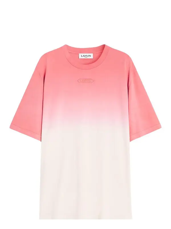 LANVIN Logo Embroidered Gradient Effect Crewneck T-shirt - Pink