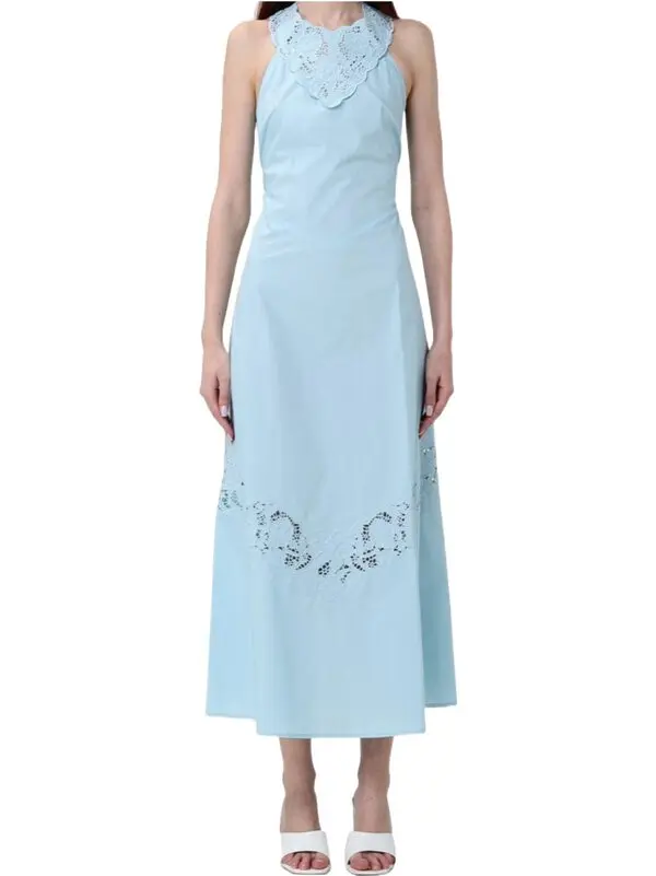 TWINSET Poplin Embroidered Dress - Blue