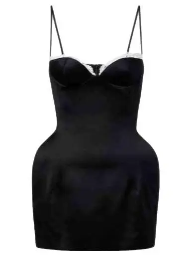 Magda Butrym Crochet-trimmed Cotton Bustier Dress - Black