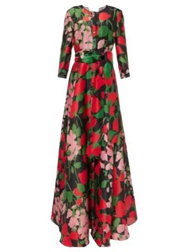 Carolina Herrera Floral Silk Gazar Gown - Multicolor