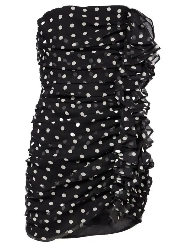 Nina Ricci Polka-dot Silk Chiffon Minidress - Black