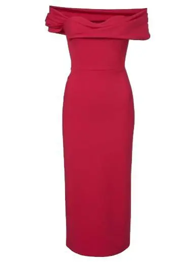 Carolina Herrera Off-shoulder Wool-blend Cocktail Dress - Red