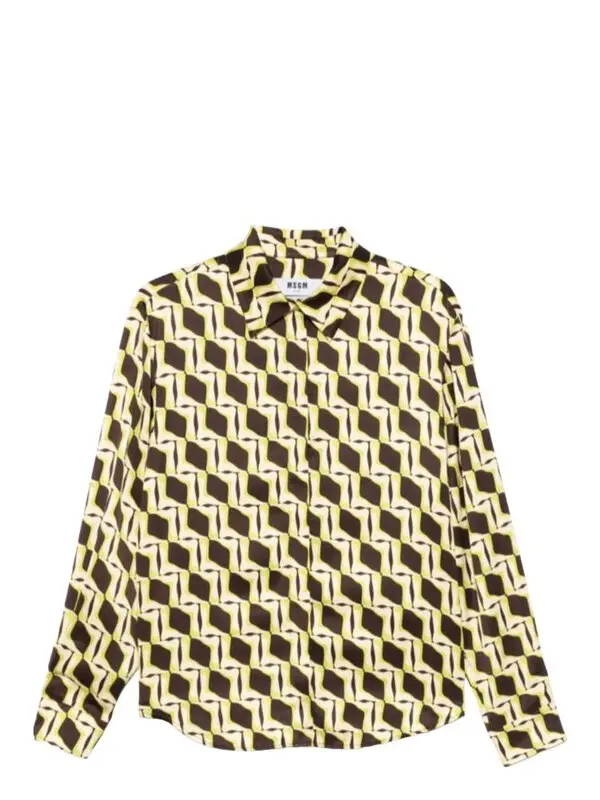 MSGM Geometric Print Long-sleeve Shirt - Green