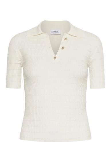 Marella Viscose Knit Polo Shirt - Cream