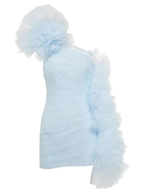 Giambattista Valli One-shoulder Tulle Minidress - Blue