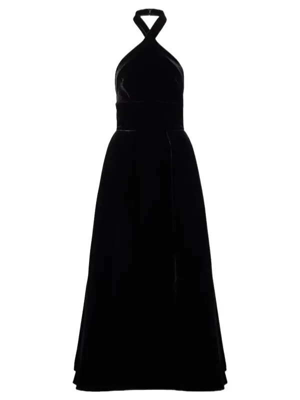 Elie Saab Halterneck Velvet Gown - Black