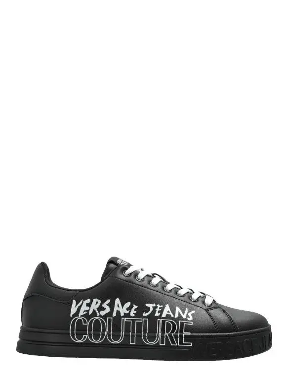Versace Logo Embellished Sneakers - Black