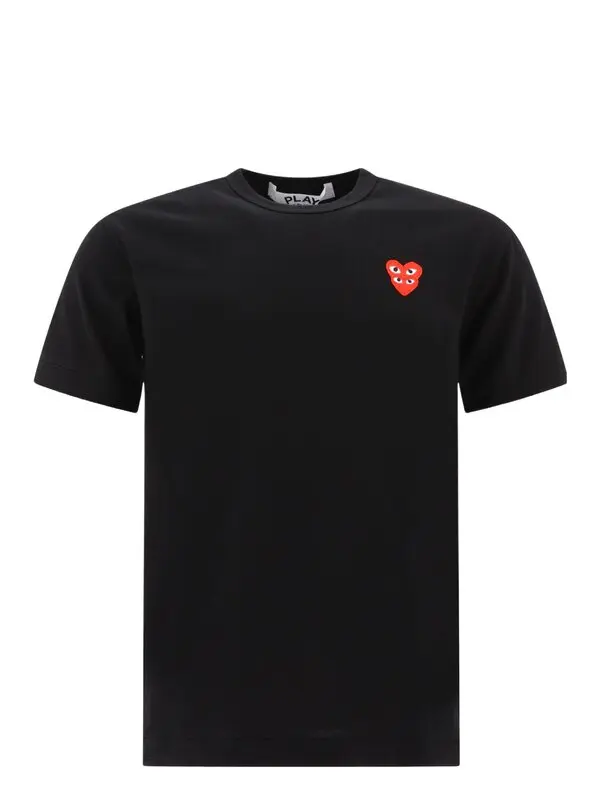 Play Comme Des Garcon Comme Des Garçons Play Double Heart Crewneck T-shirt - Black
