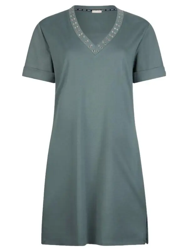 Liu Jo Decorative Eyelets Short Sleeve V-neck Dress - Green
